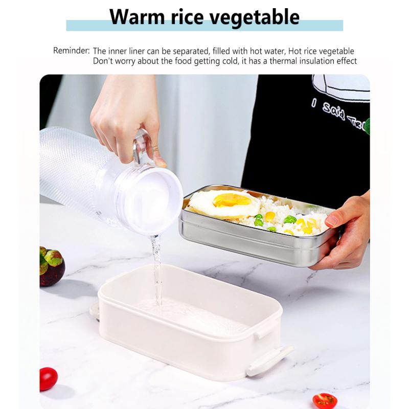 Cheap Portable 2 Tiers Bento Box With Handle Large Capacity Student ...