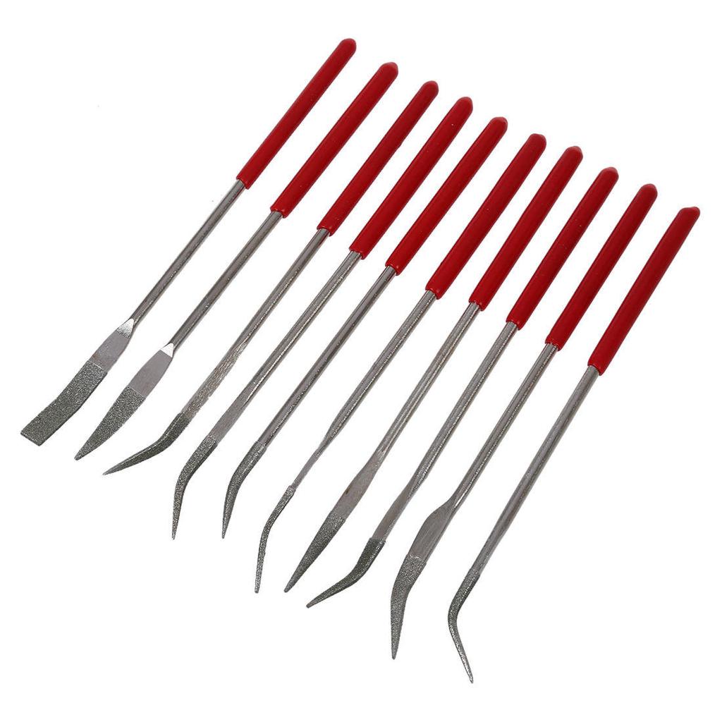 Buy 2X(160 X 4Mm Lapidary Bent Curved Diamond Needle Files Red Handle ...