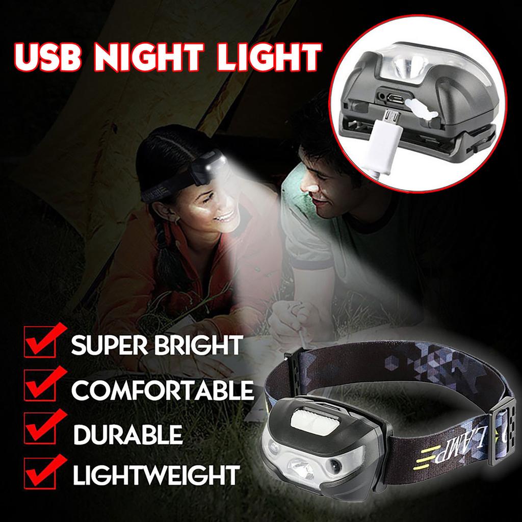Waterproof Headlight Super Bright Head Torch LED USB Rechargeable ...