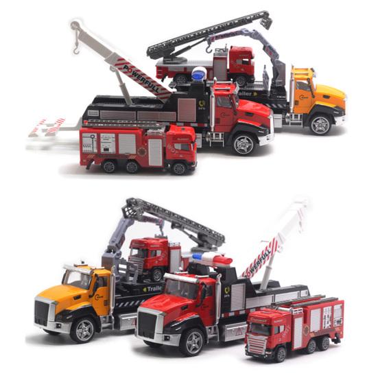 Buy 2Pcs Diecast Rescue Vehicle Fire Truck Pull Back Light Music Model ...