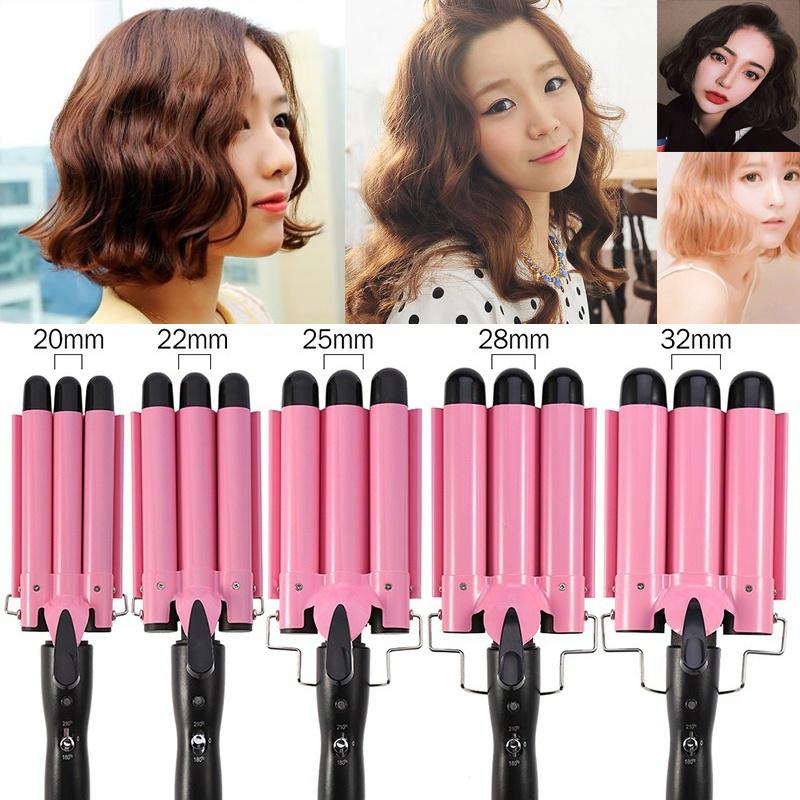Buy Tourmaline Ceramic Temperature Adjustable Triple Pipe Hair Curler ...