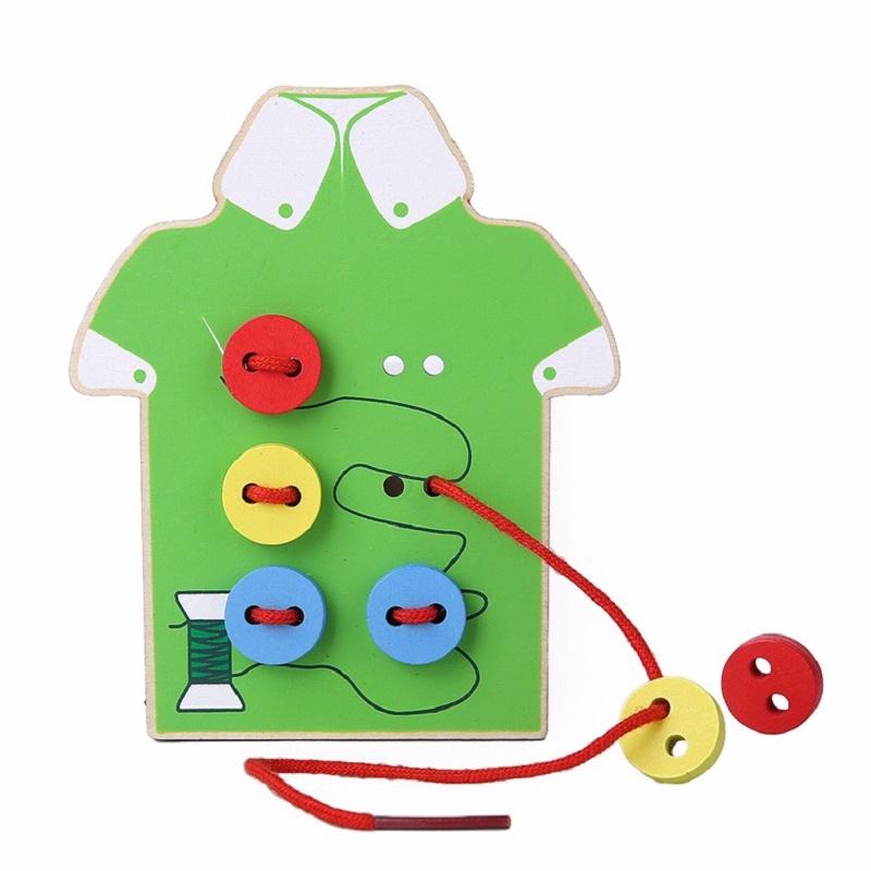 Buy Wooden Wear The Button Toys Threading Board Beaded Blocks Learning ...