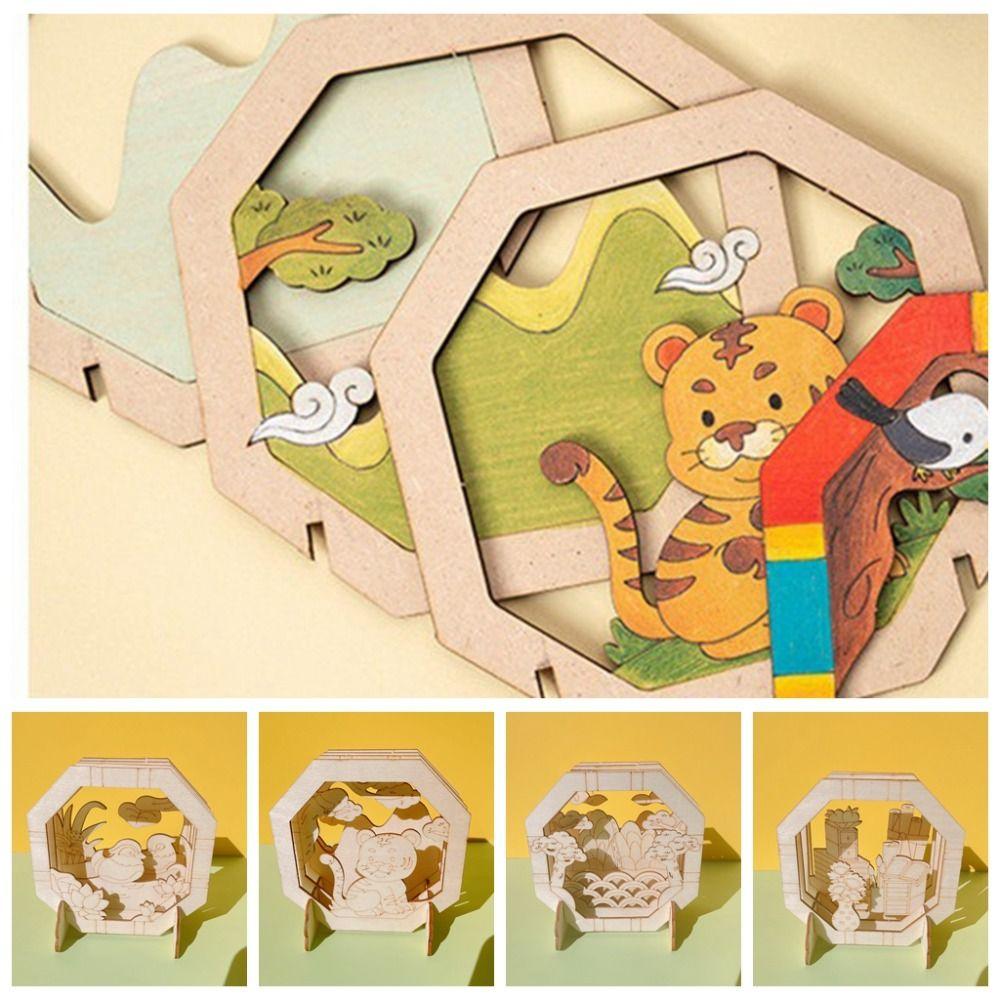 Buy DIY Drawing Painting Wooden Board Coloring Filling Hands-on ...