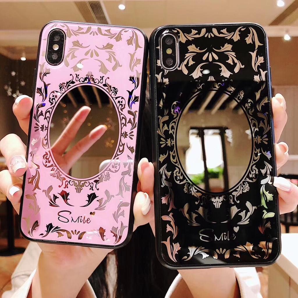 Mirror Phone Cover Case for iPhone 7 8 Plus XS MAX XR X Acrylic Leaves ...