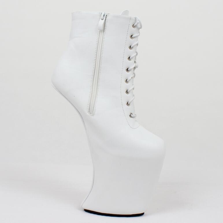 22CM Extreme Yüksek Topuk Boots Platform Hoof Wedg Sole Dantel kadar ...