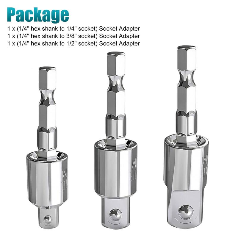 Buy 3pcs 1 2 1 4 3 8 Hex Shank Drill Bit Wrench Socket Adapter