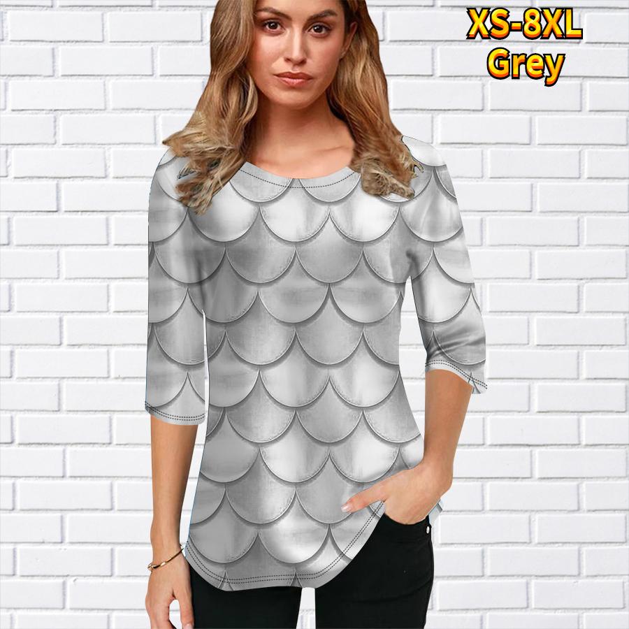 Buy Womens Blouse 3D Printing Fish Scales Half Sleeve Tops Summer ...