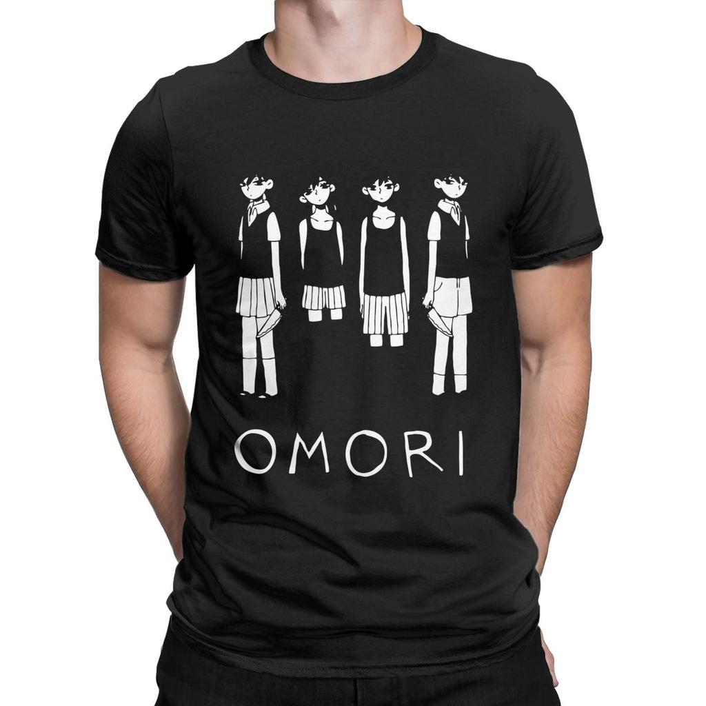 Men T-Shirt Omori Character Art Black and White Humor Cotton Tees Short ...