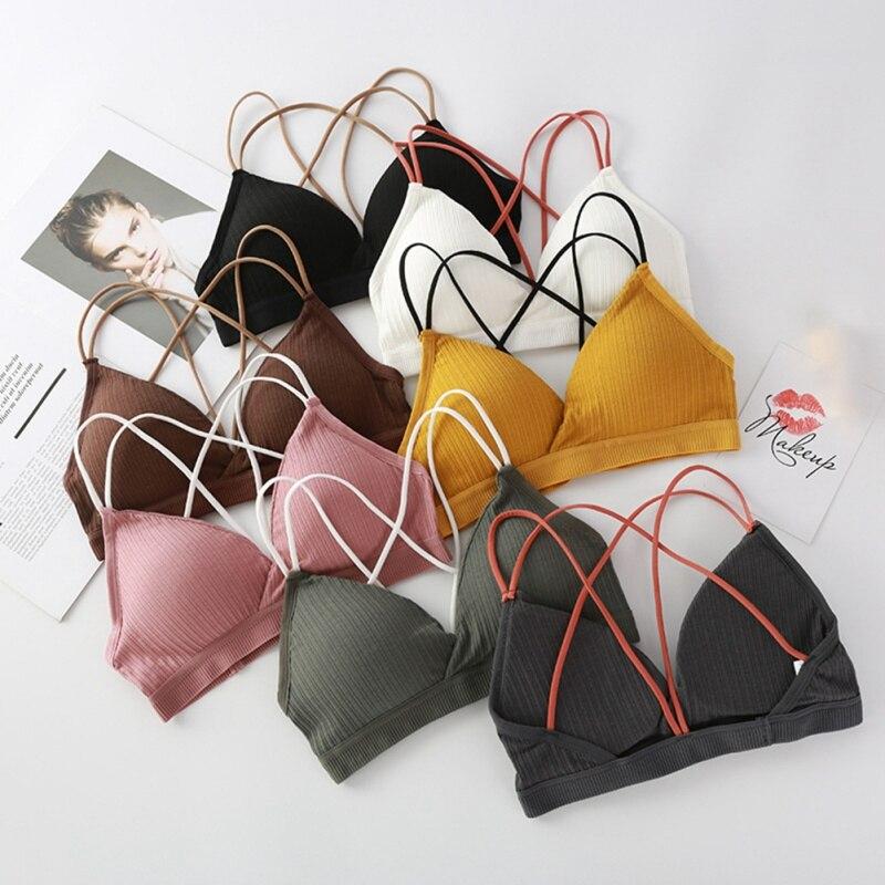 Buy Women's Beautiful Back Underwear No Steel Ring Bra Cross Gathered ...