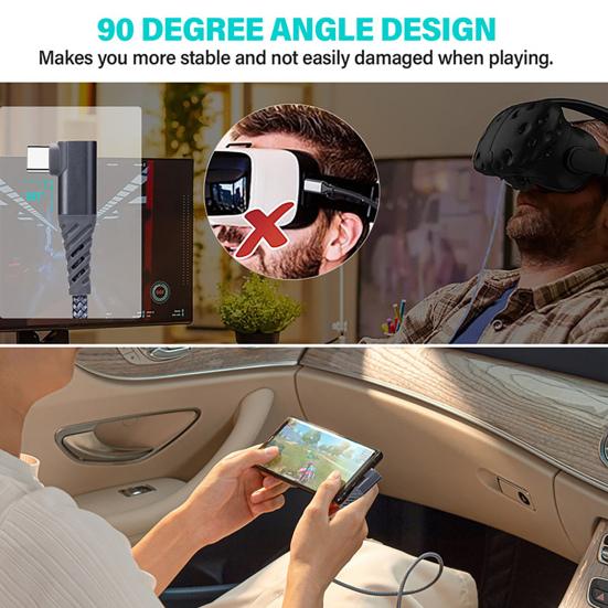 Cheap 300/500cm VR Headset Data Cable 90 Degree Elbow Fast Charging USB ...