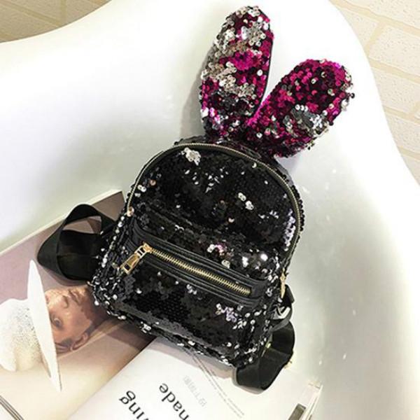 Buy Wild Rabbit Ear Backpack Cute Small Bag Colorful Sequin Shoulder ...