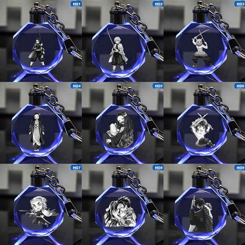 Anime LED Crystal Keychain Demon Slayer: Kimetsu No Yaiba Key Chain ...