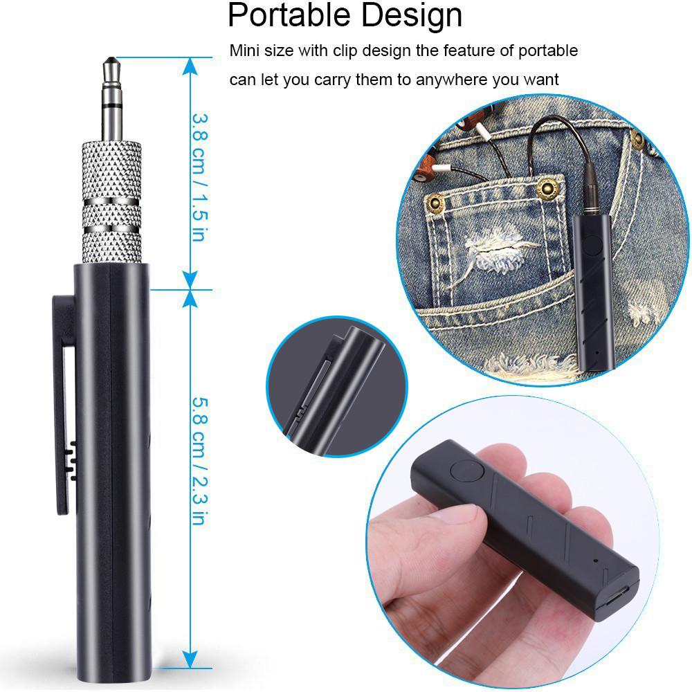 Buy Mini Wireless Bluetooth Car Kit Hands Free 3.5mm Jack AUX Audio ...