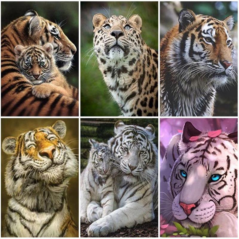 Buy DIY Tiger 5D Diamond Painting Full Square/Round Drill Animal ...
