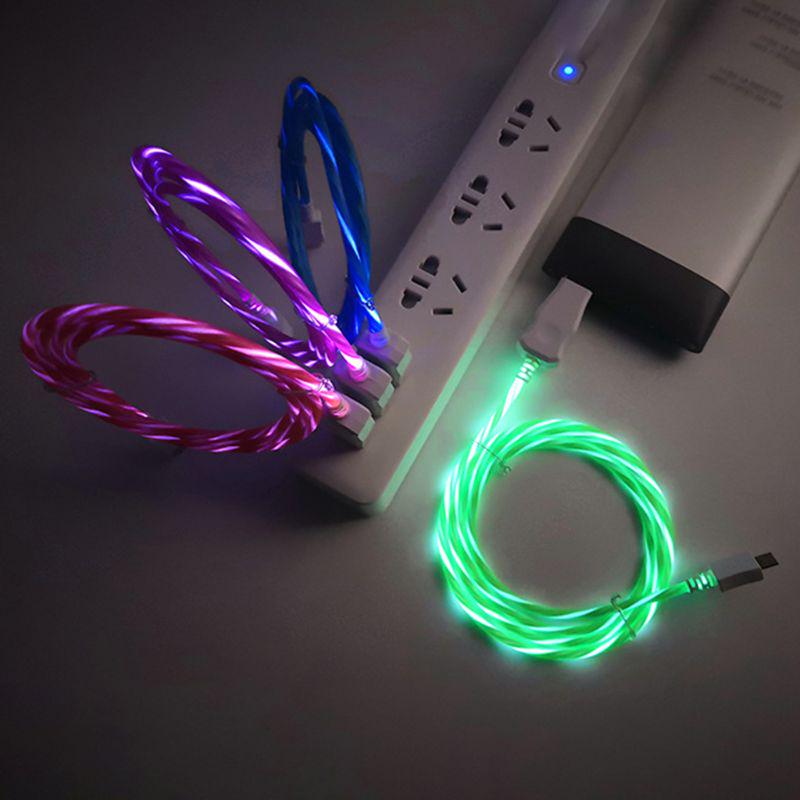 Buy Fast Charging USB Cable LED Flowing Light Rope Phone Charger Data ...