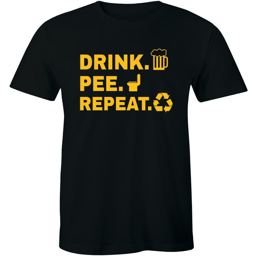 Buy Drink Pee Repeat Mens T Shirt Funny Beer Drinking Cool Print Men ...