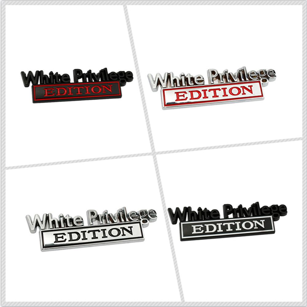 Buy White Privilege Edition Signage Badge Car Exterior Fender Metal Car ...