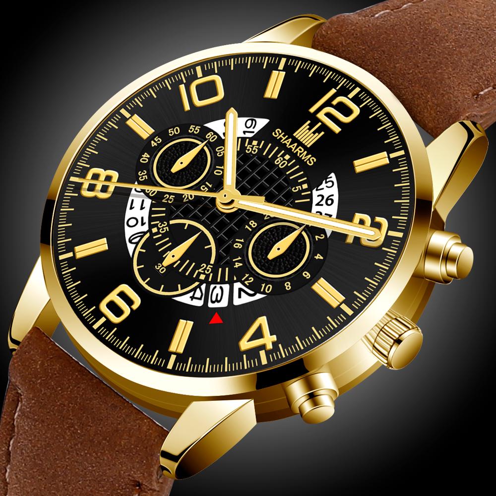 Buy Men'S Casual Watch Fashion Leather Strap Sport Quartz Watch Men'S ...