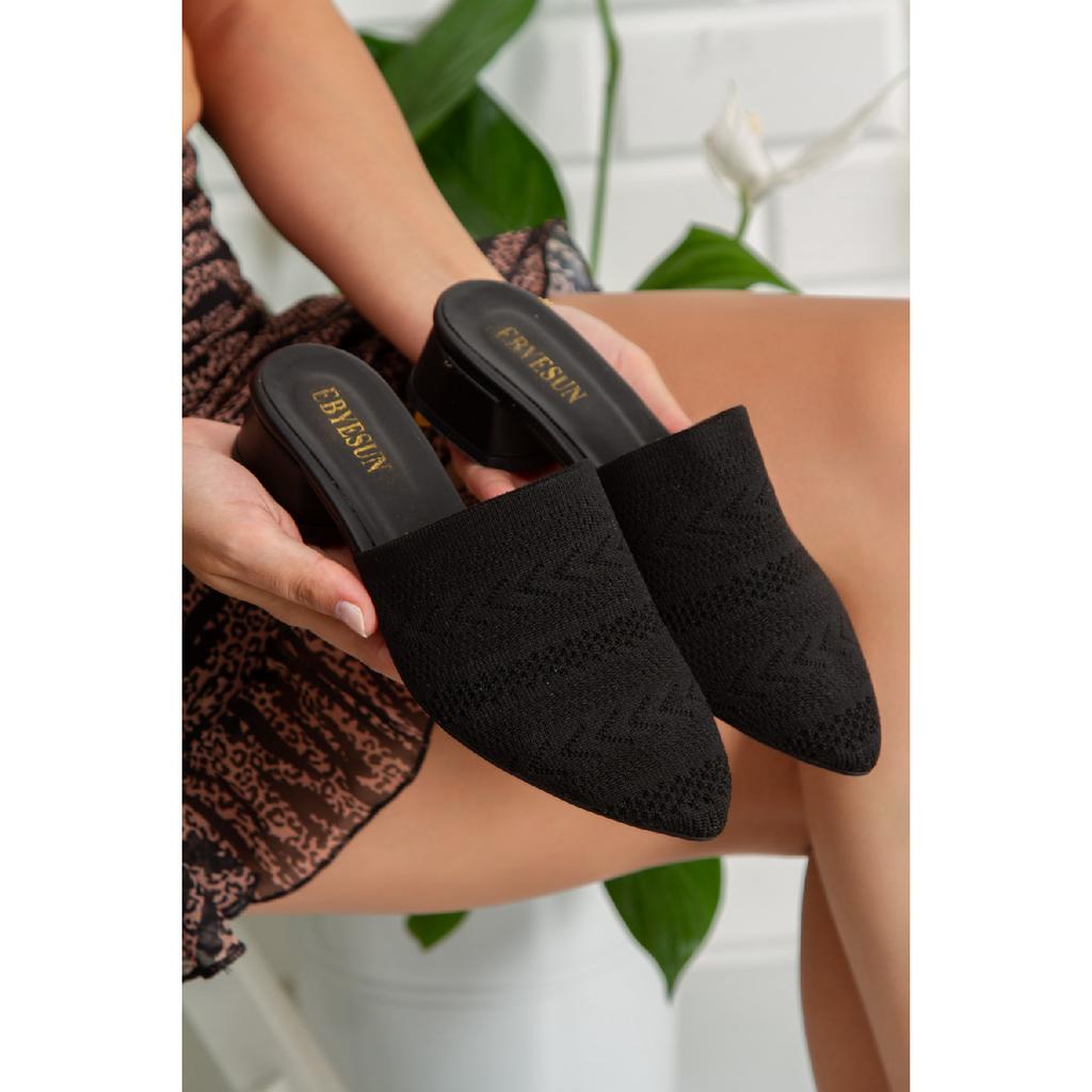 Женские трикотажные тапочки с острым носком на каблуке купить недорого ...