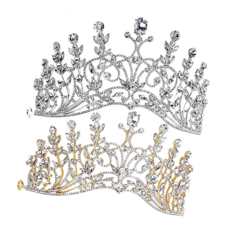 Trendy Rhinestone Luxury Large Queen Crown For Wedding Big Tiara Hair ...