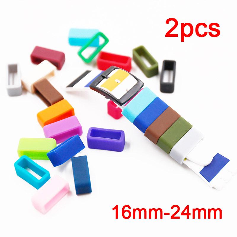 Buy 2pcs Colorful Silicone Rubber Watch Strap Band Keeper Holder Hoop ...