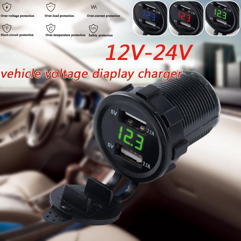 Buy 4.2A Dual USB Car Charger With Voltage Digital Display Car ...