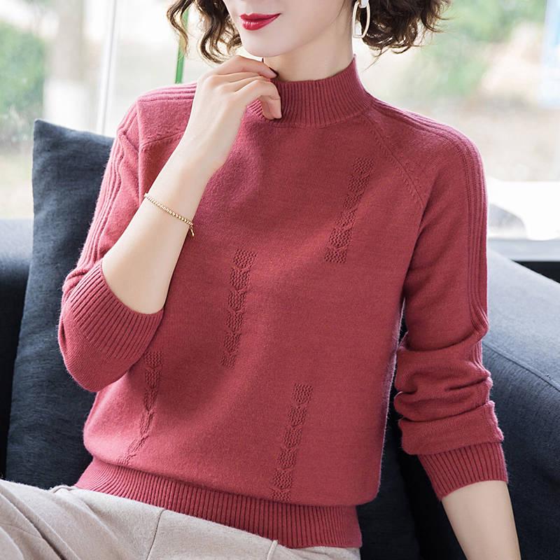 Buy Autumn Winter Women's Mid-High Collar Warm Pullover Sweater ...