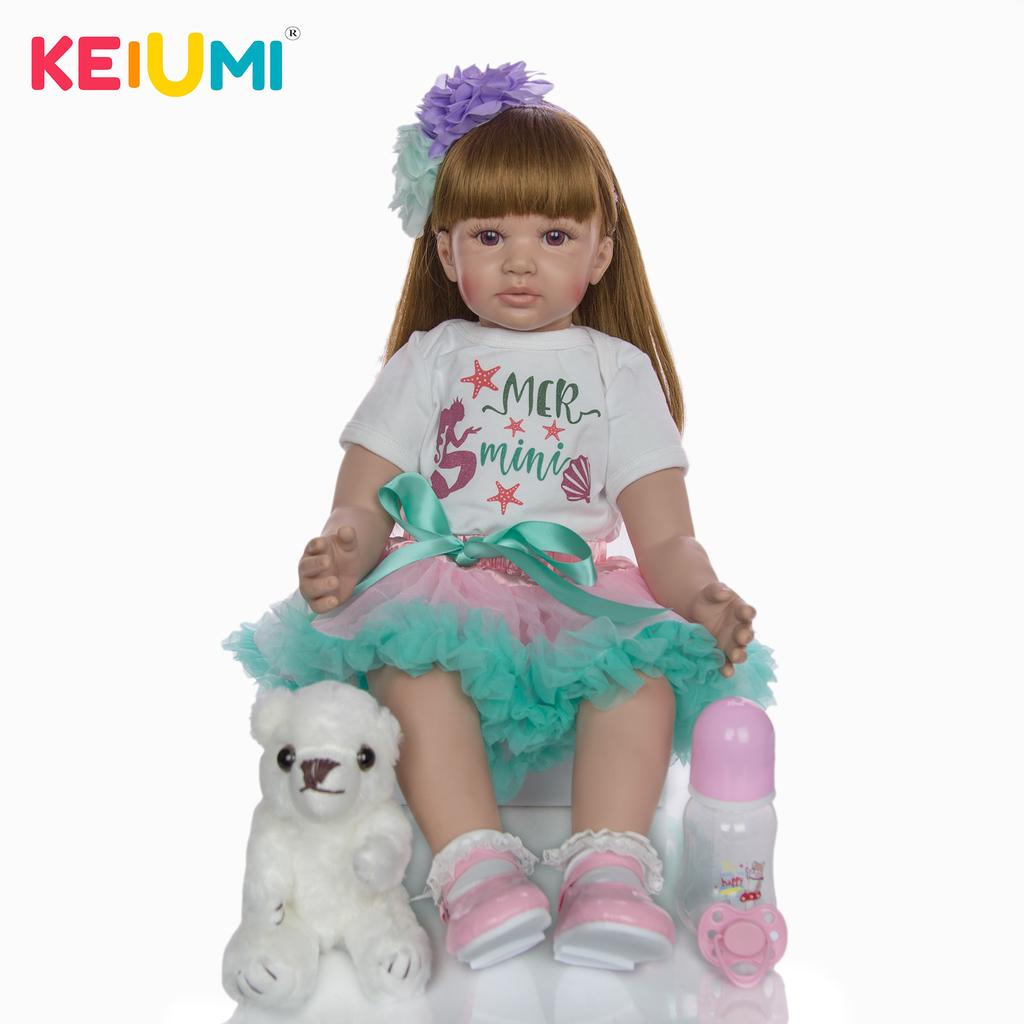 Buy KEIUMI Cute 24 Inch Reborn Dolls 60 Cm Cloth Body Toddler Princess Reborn Baby Girl Dress Up ...