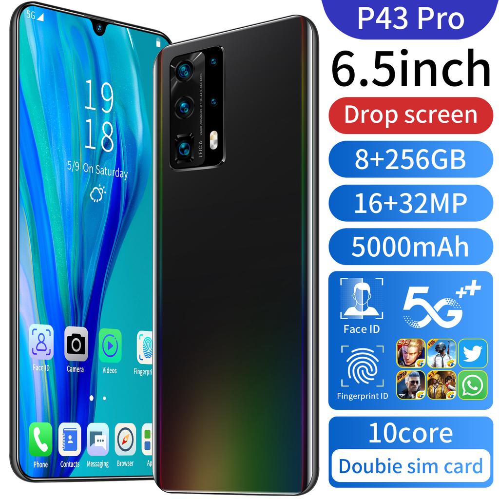 6.5 Inch Ultra-thin 8GB+256GB Android 10.0 Smartphone Face ID Phone ...