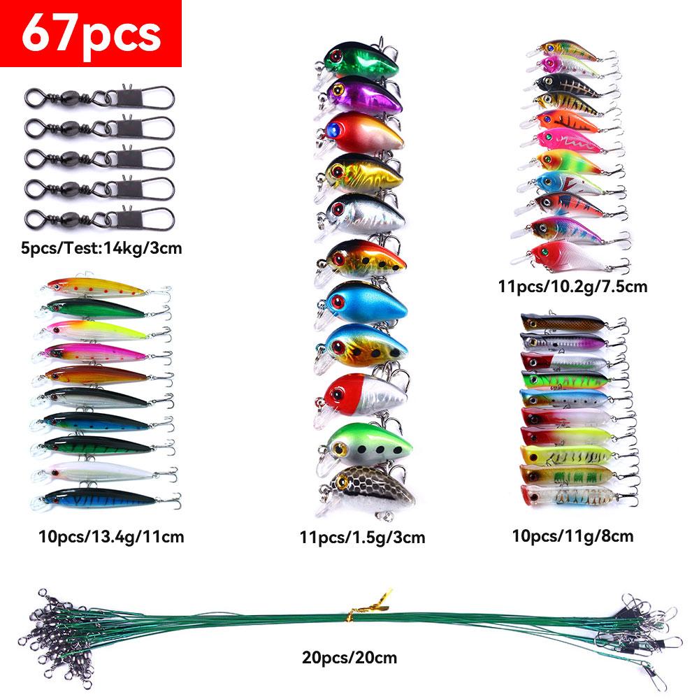 67Pcs Almighty Mixed Fishing Lure Bait Set Wobbler Crankbaits Swimbait ...