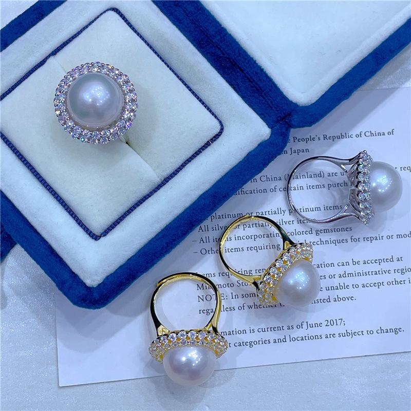 Kaufe Großer Edison 13-14mm Süßwasserperlenring mit doppellagigem luxuriösen S925 ...