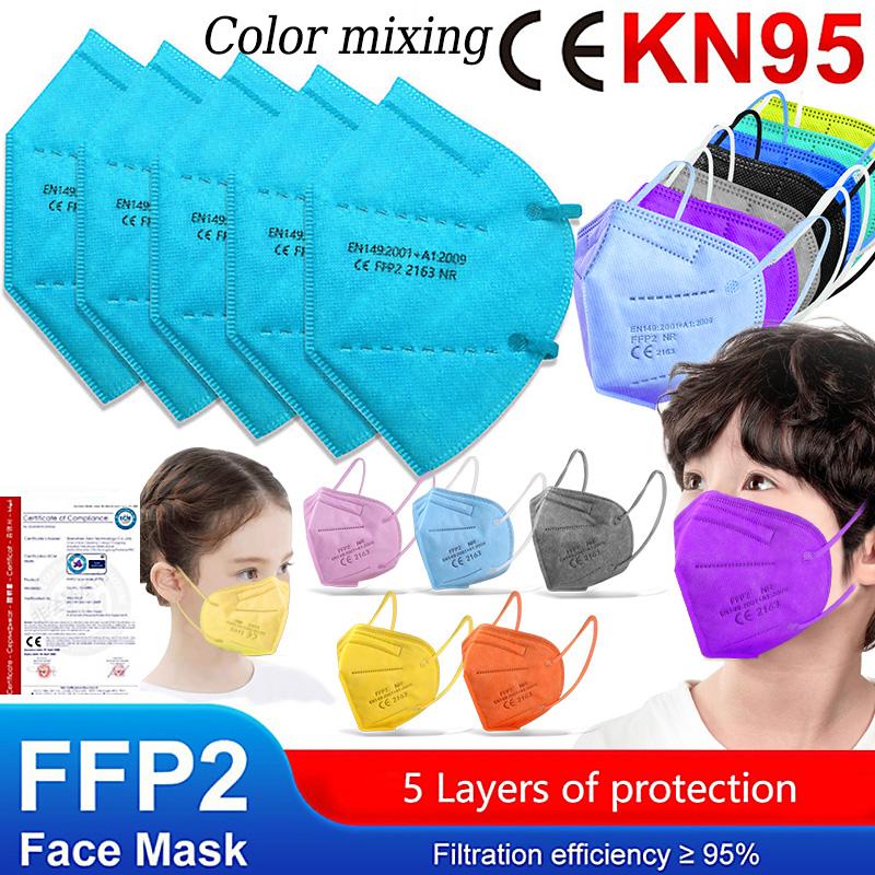 Buy Mixed Color Optional FFP2 Dust Reusable 95% Filtration 10/30/50pcs ...