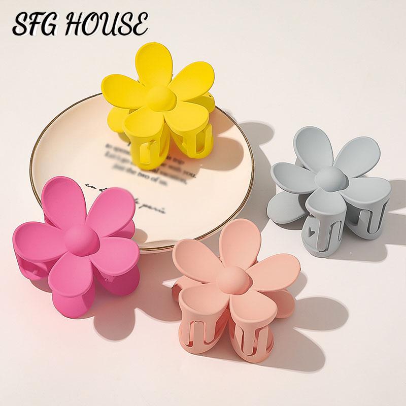 Buy 12PCS/Set Candy Color Flower Shaped Hair Clips Crab Claws Clamps ...