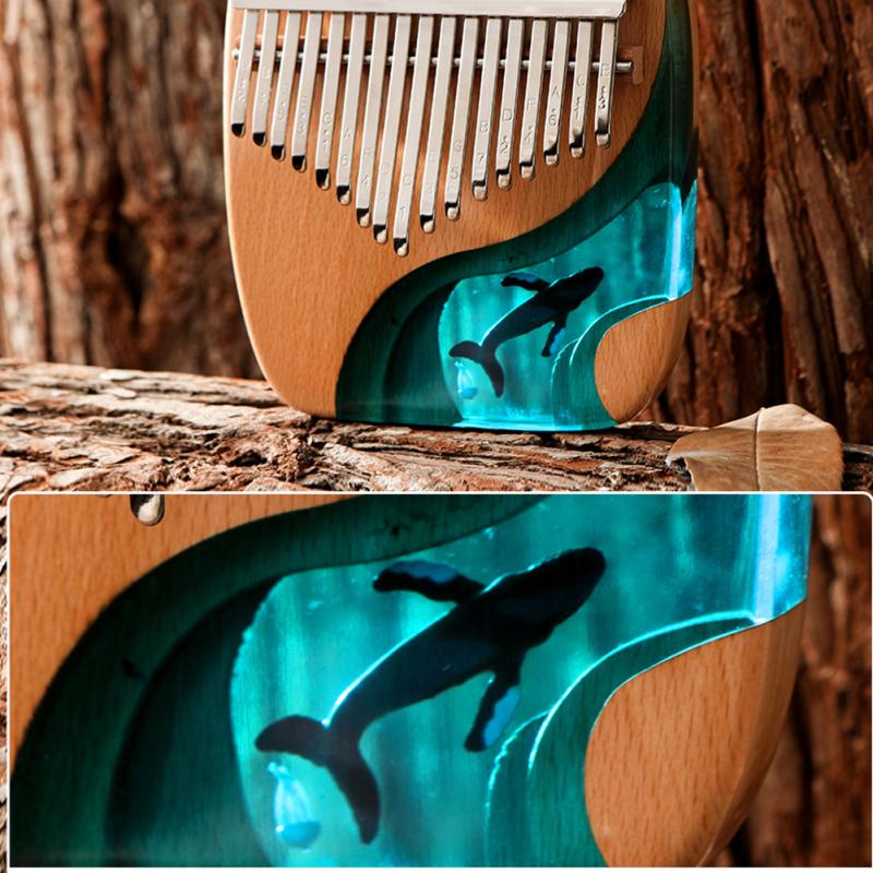 Kjøp 17-key Thumb Piano Solid Beech Epoxy Resin Portable Kalimba With ...