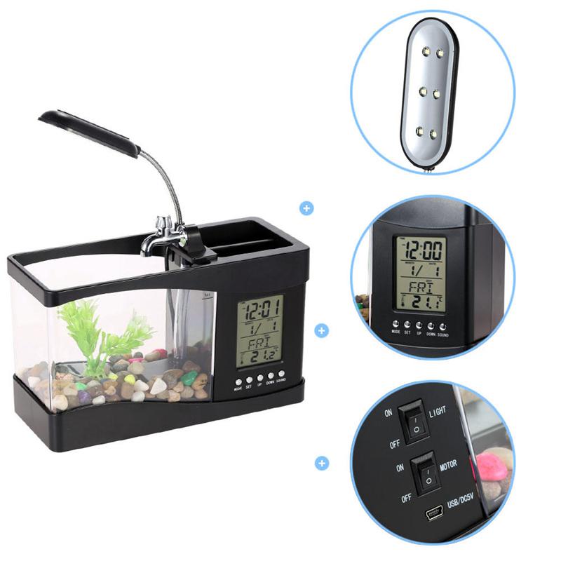 Cheap Portable Usb Desktop Mini Fish Tank Aquarium Glass Lcd Timer ...