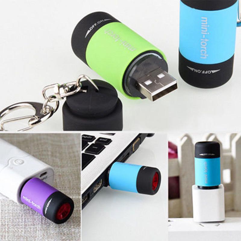 Buy USB Rechargeable Flashlight Mini Keyring Pocket Torch Lamp Outdoor ...
