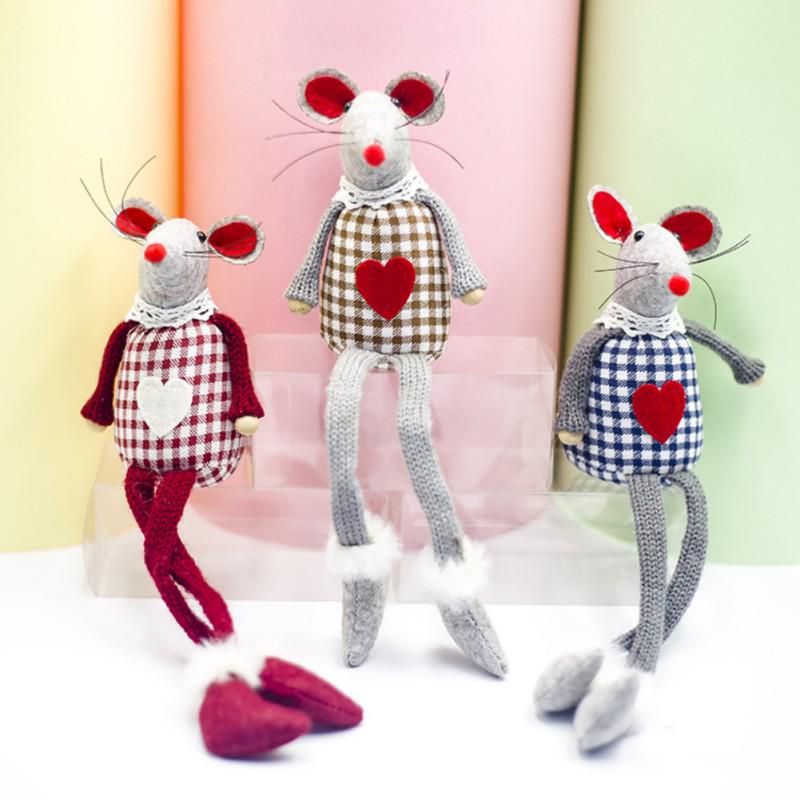 Buy Plaid Cloth Christmas Long Foot Rat Shape Doll Xmas Tree Hanging ...