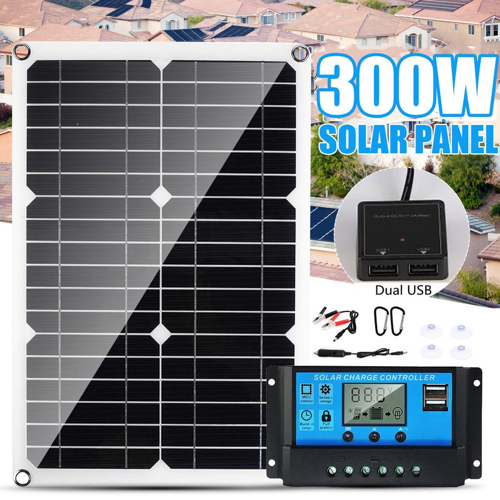 Buy Solar Panel Power Inverter 300W DC 12V to AC 220V/110V Dual USB ...