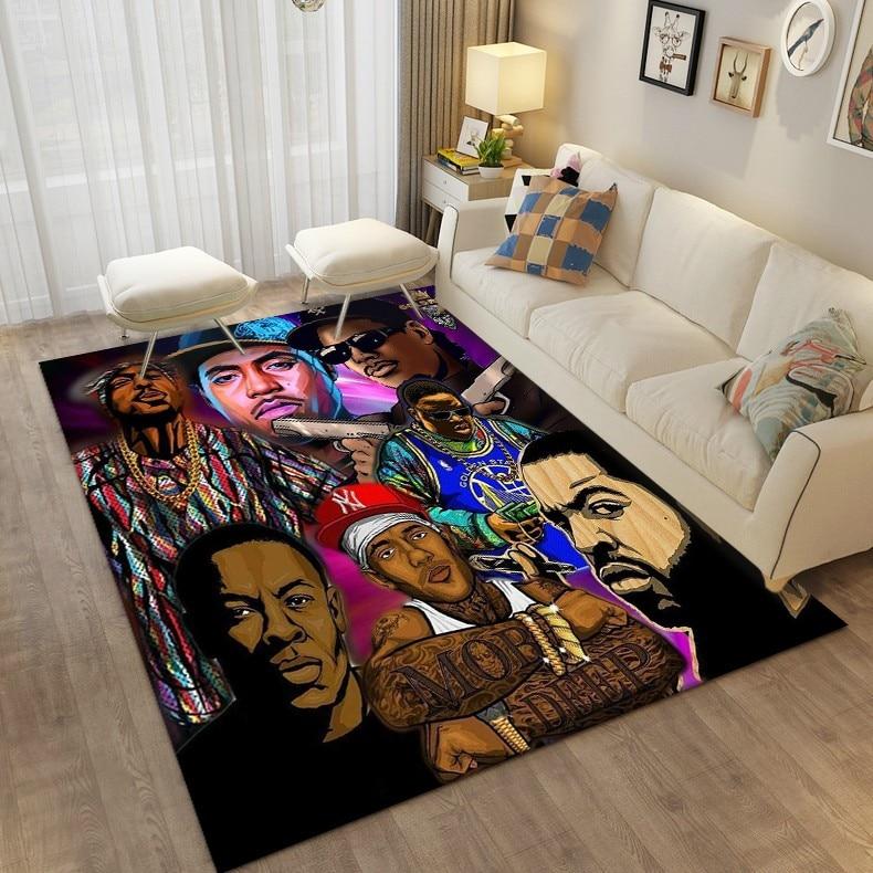 Hip Hop Music Star Rapper Carpet Rug for Living Room Bedroom Bedside ...