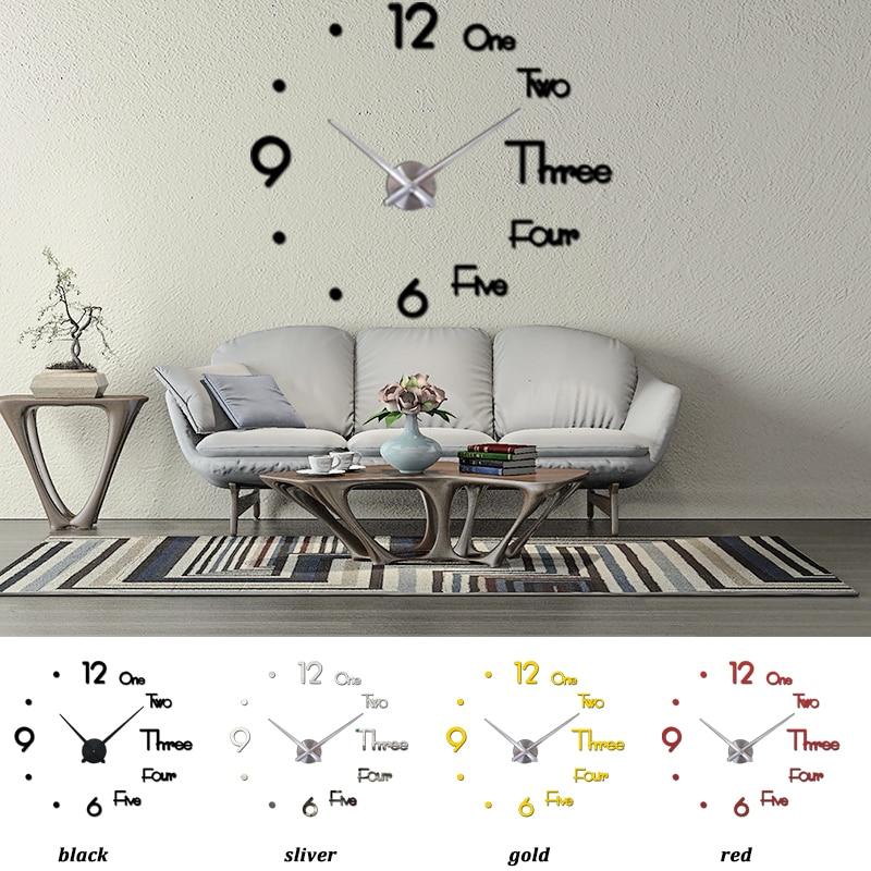 Buy DIY Acrylic Mirror Clock 3D DIY Large Decorative Wall Sticker ...