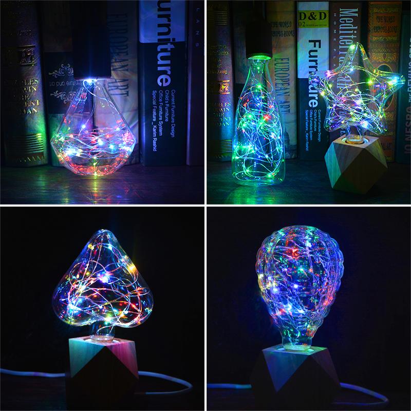 Köp LED Edison Glödlampa E27 85V-265V RGB Belysning Koppartråd ...