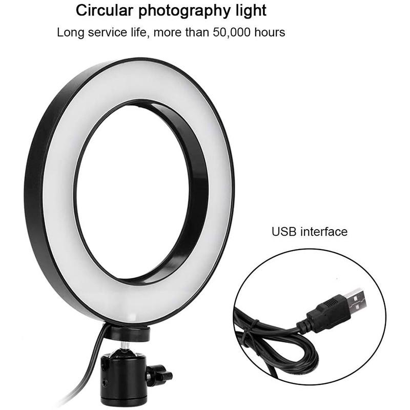 3 Modes 8W 5500K Dimmable Studio Camera Ring Light Photo Phone Video ...