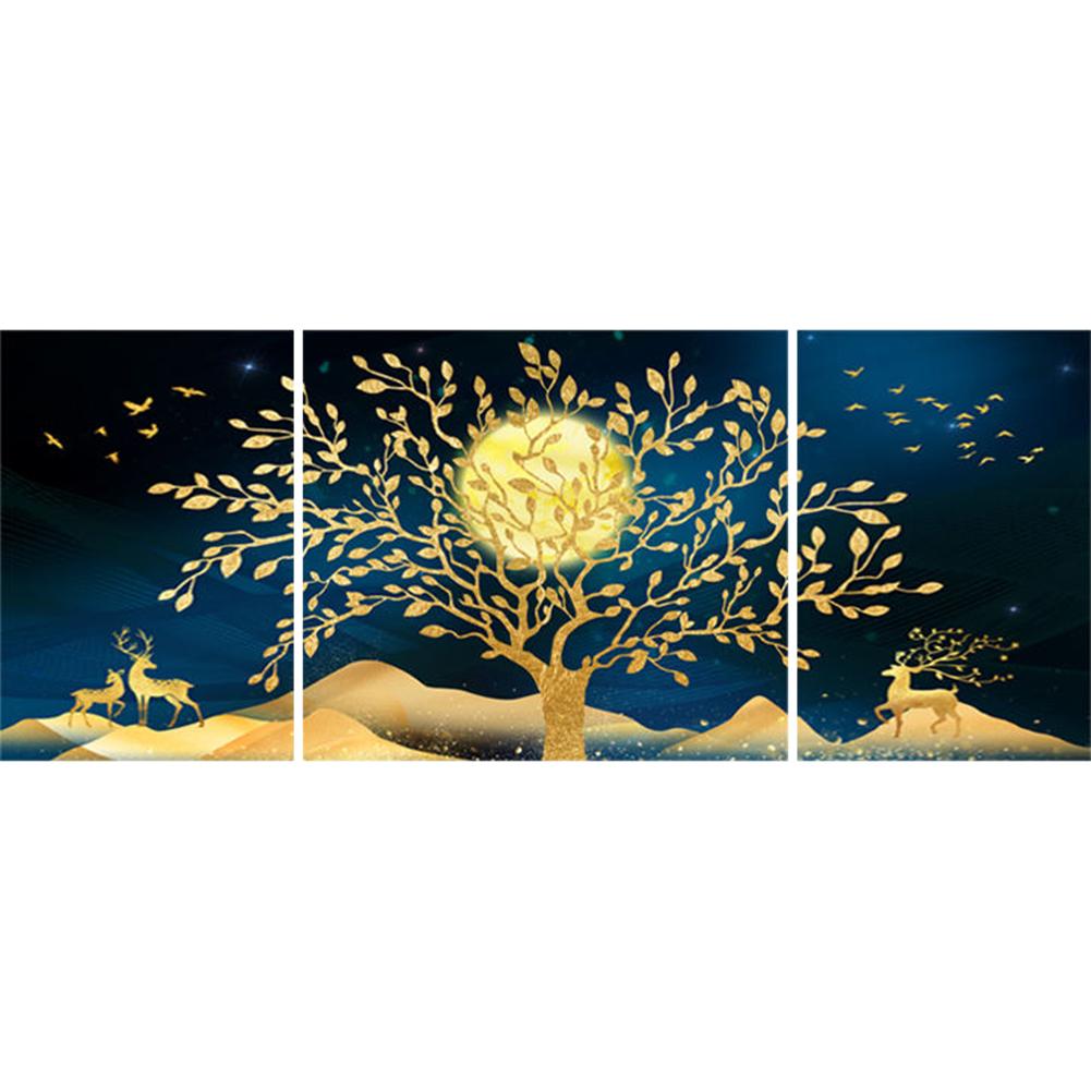 Buy DIY Paint By Number Kit Gold Deer Triptych No Frame Home Art ...