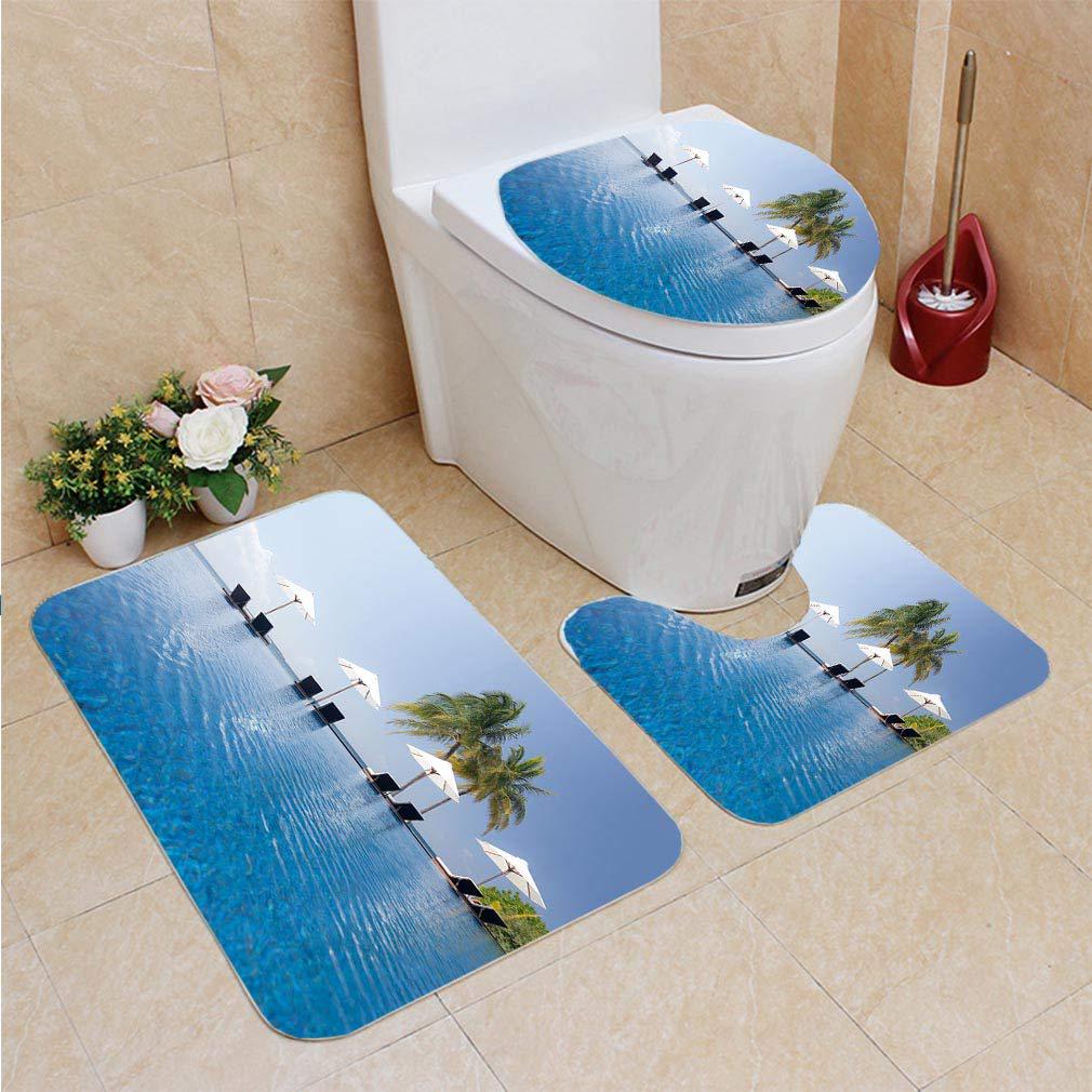 Buy Water Swimming Pool Luxury Island 3 Piece Bathroom Rugs Set Bath ...