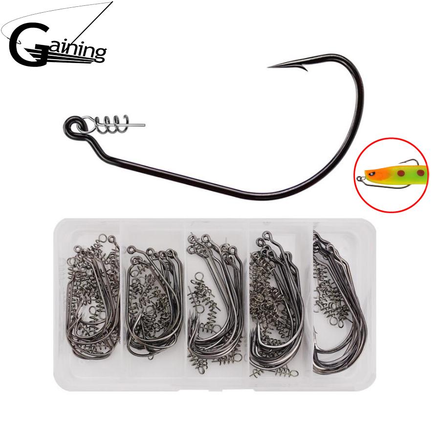 Buy 50pcs Fishing Hook Carbon Steel Wide Crank Offset Fishhook with ...