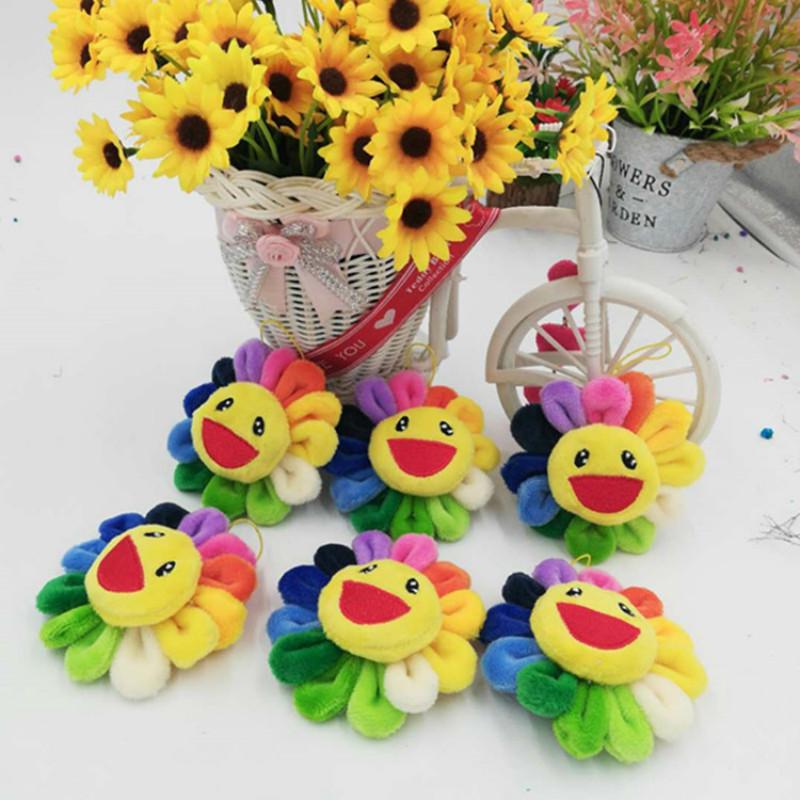 Cute Multicolor Smile Sunflower Plush Toy Pendant Brooch Garment ...