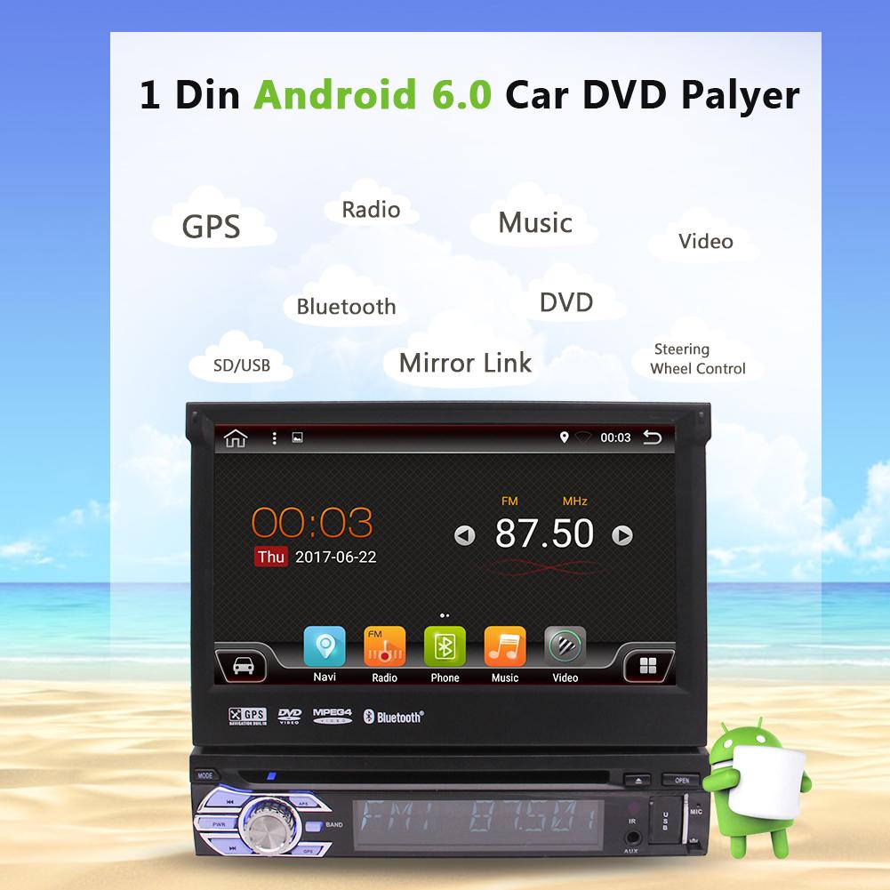 Buy Single Din 1 Din Gps Radio 7 Inch Android 6.0 Car Dvd Player In ...