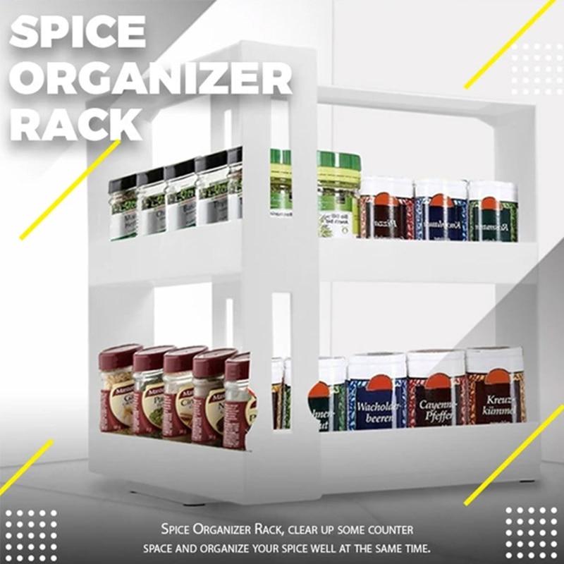 Buy Kitchen Spice Organizer Rack Multi-Function Rotating Storage Shelf ...