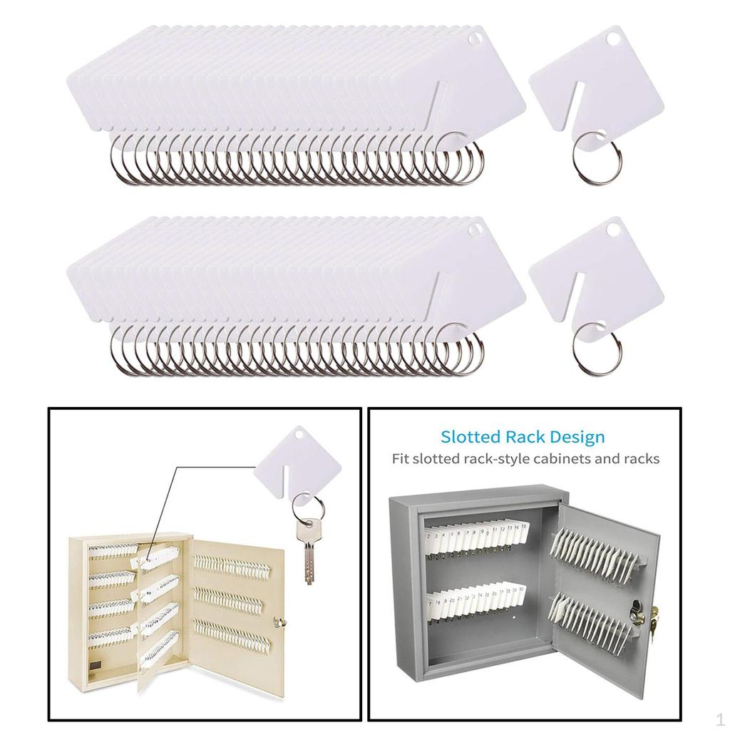60x Slotted Rack Key Tags White Key Ring Address Name Tag Label Key ...