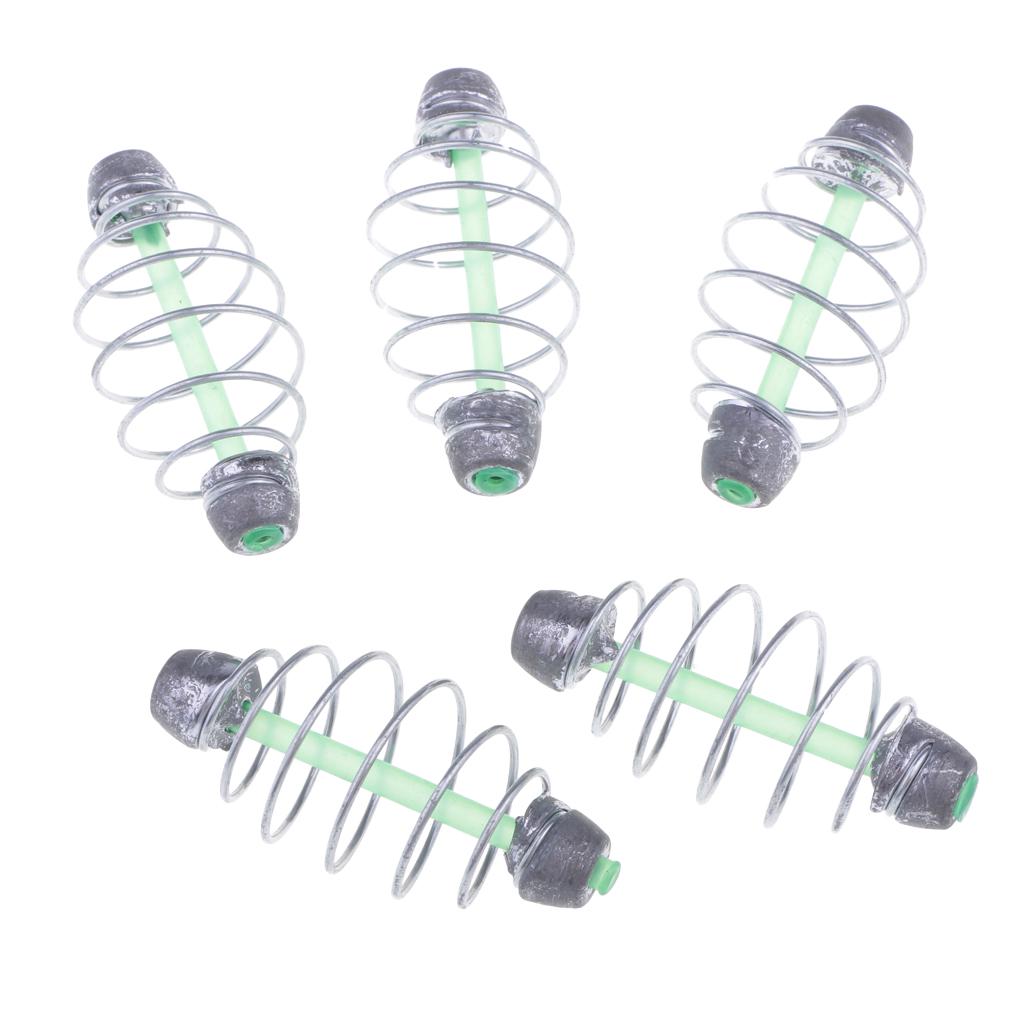 5 Pieces Metal Bait Thrower Fishing Feeders Spring Coil Inline Method ...